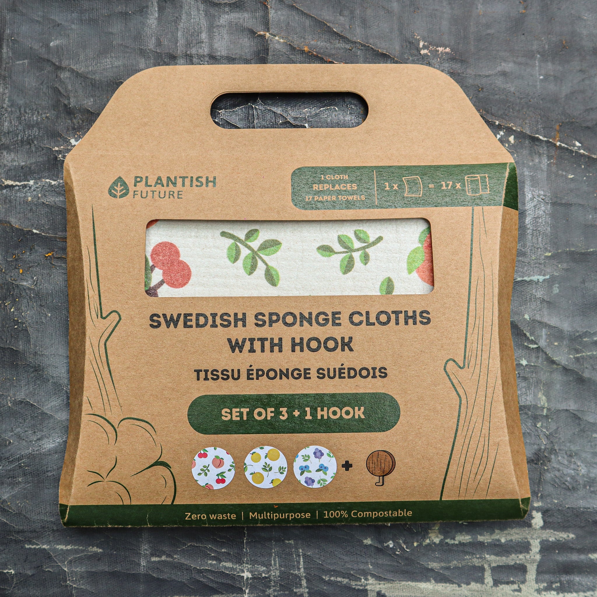 Fruity Cuties - Swedish Sponge Cloth Set + Hook – Plantish